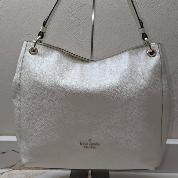 kate spade | Bags | Kate Spade Ivory Large Leather Shoulder Bag Euc ...